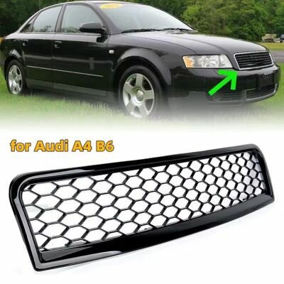 Передняя решётка радиатора Audi A4 B6 2001-2006 для замены старой решётки и восстановления внешнего вида автомобиля