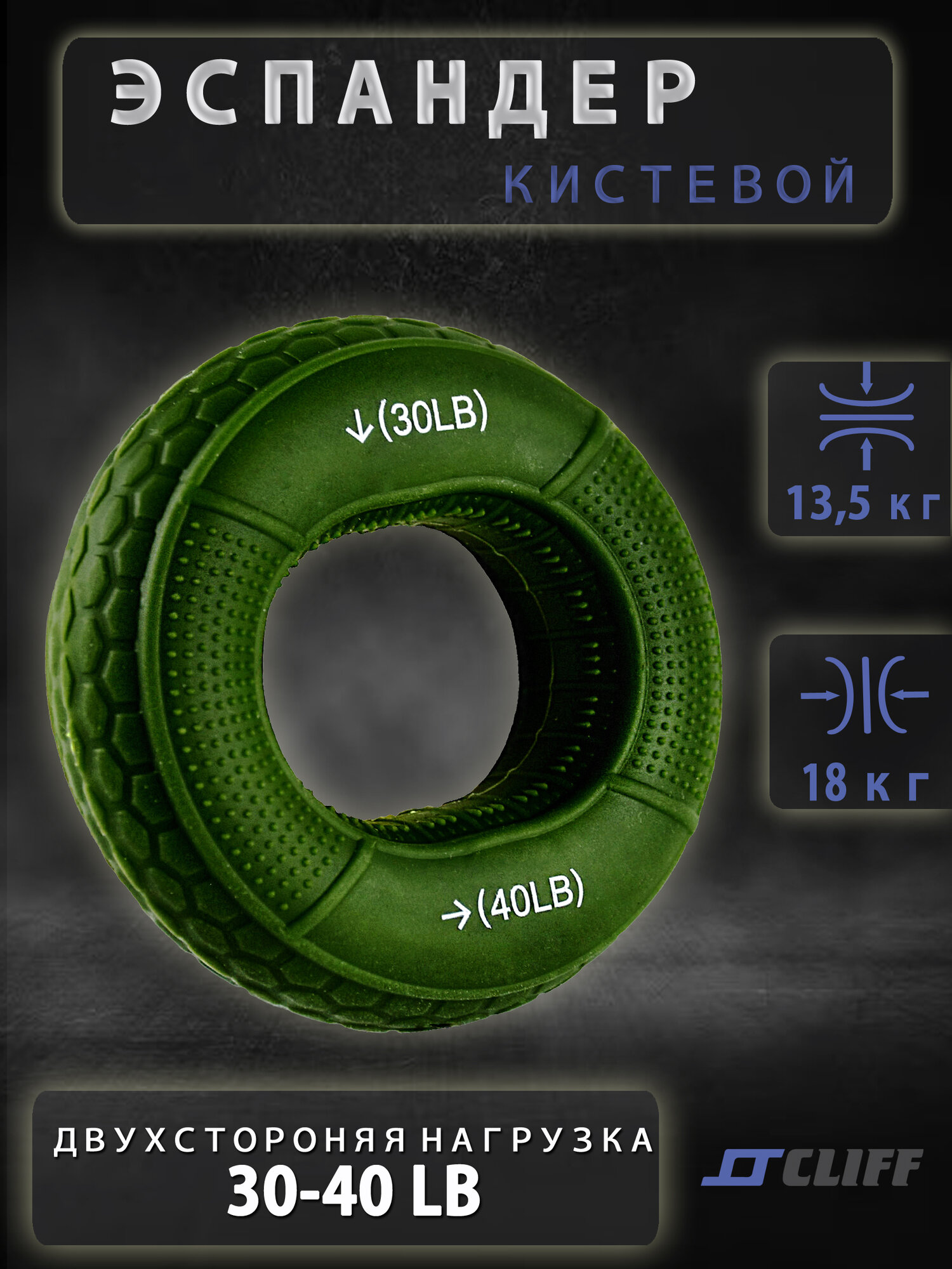 Эспандер кистевой кольцо с двухсторонней нагрузкой 30-40 LB (13,5-18кг)