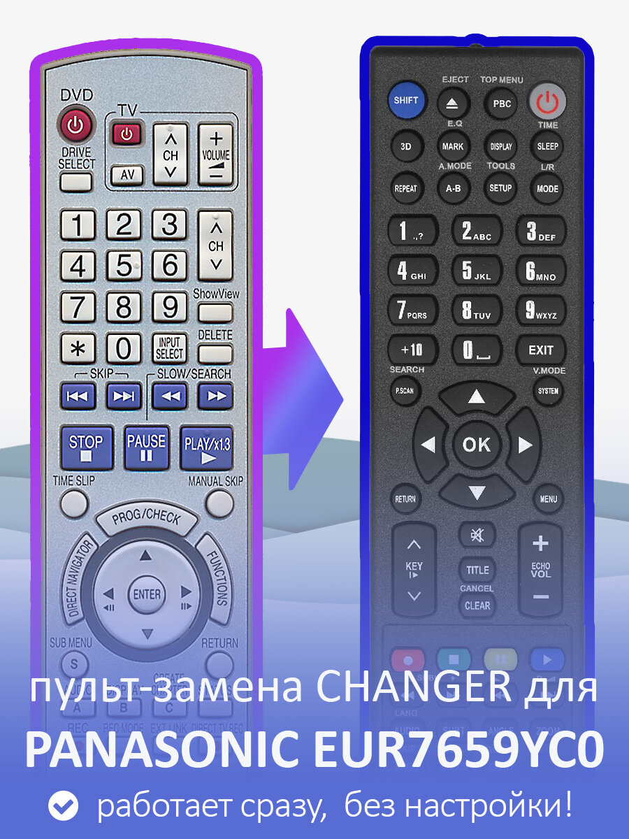 Пульт-замена для PANASONIC EUR7659YC0