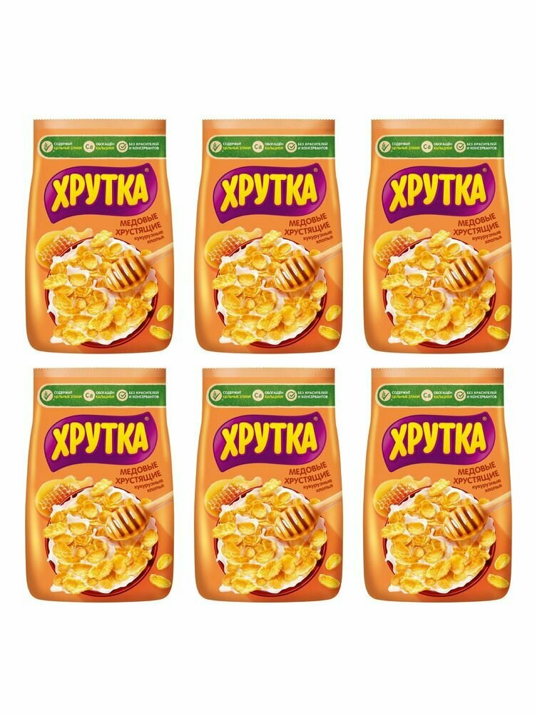 Хрутка Хлопья медовые хрустящие, 270 г, 6 шт /