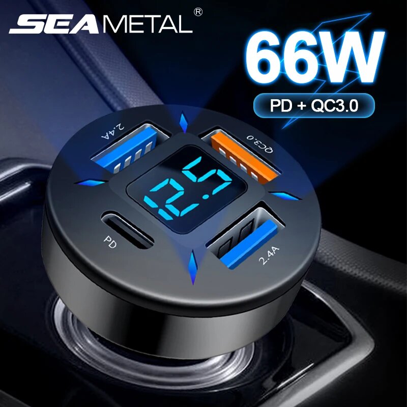 Автозарядка в авто 66W, 4 USB, Super Charge 1PC