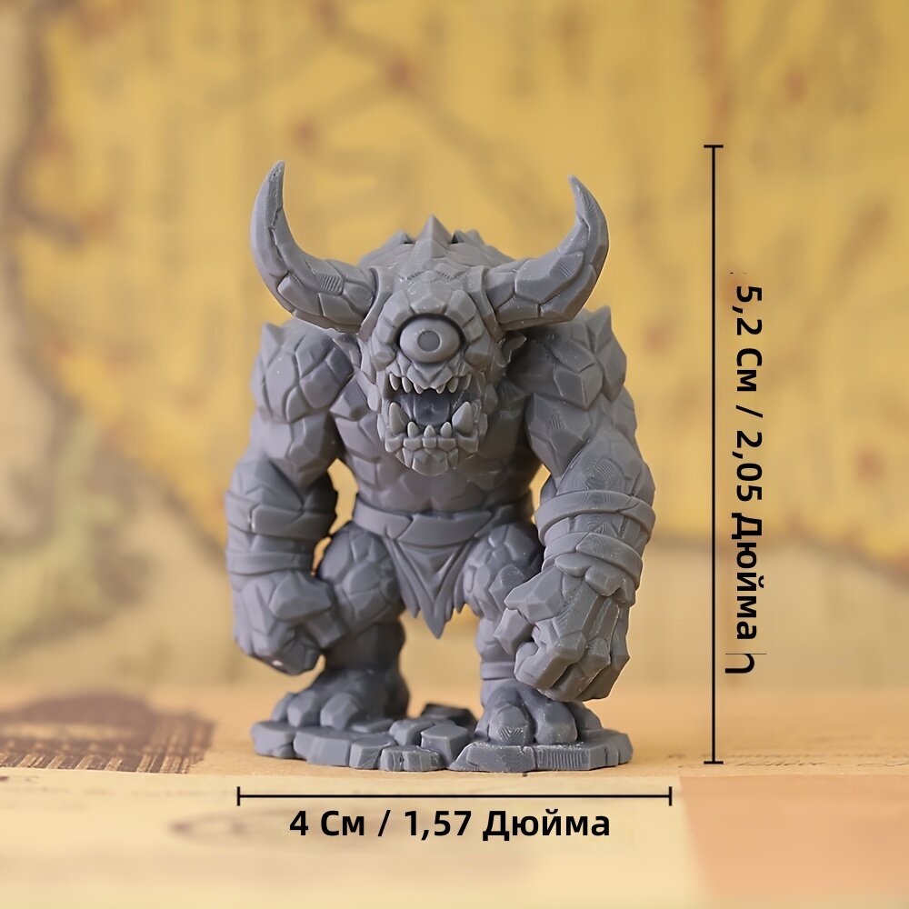 Миниатюрная фигурка циклопа с рогом для настольных ролевых игр