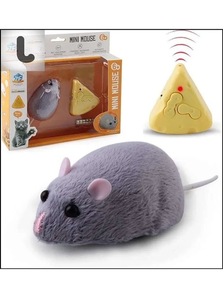 Интерактивная игрушка для кошек Мышь на радиоуправлении, электронная плюшевая мышка с пультом для взрослых котов и котят, для игр и дрессировки