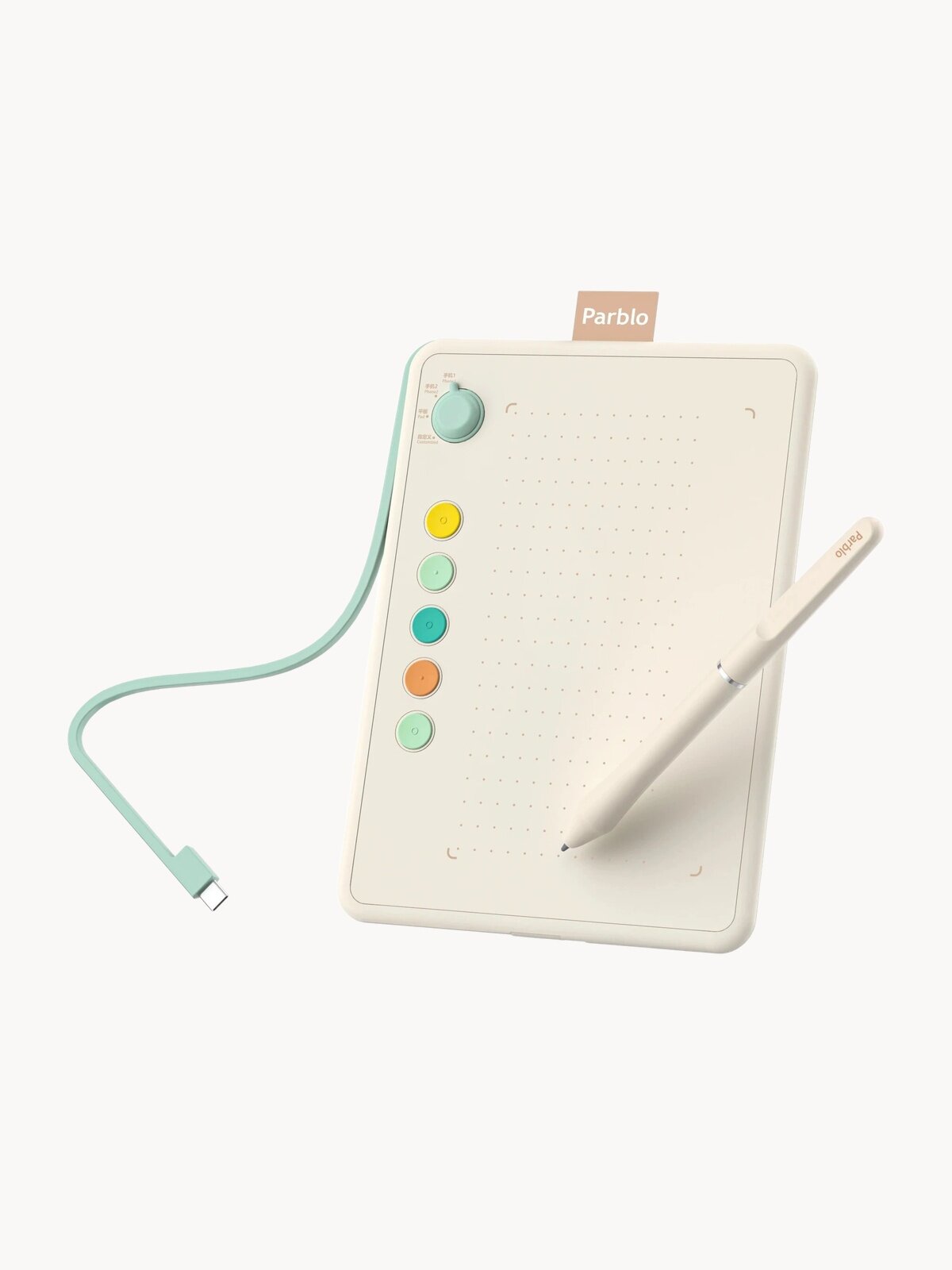 Планшет графический Parblo "Ninos Q", A6, 5080 линий на дюйм, кремово-белый