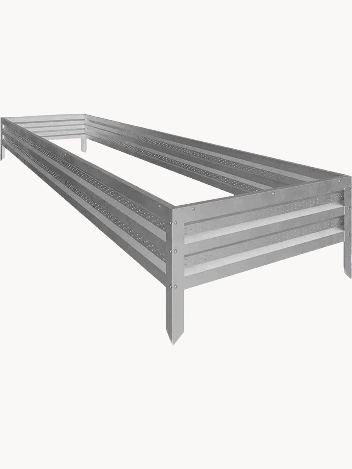 Грядка оцинкованная 0,5х2 м, высота борта 20 см, толщина стали 0,5 мм, перфорация