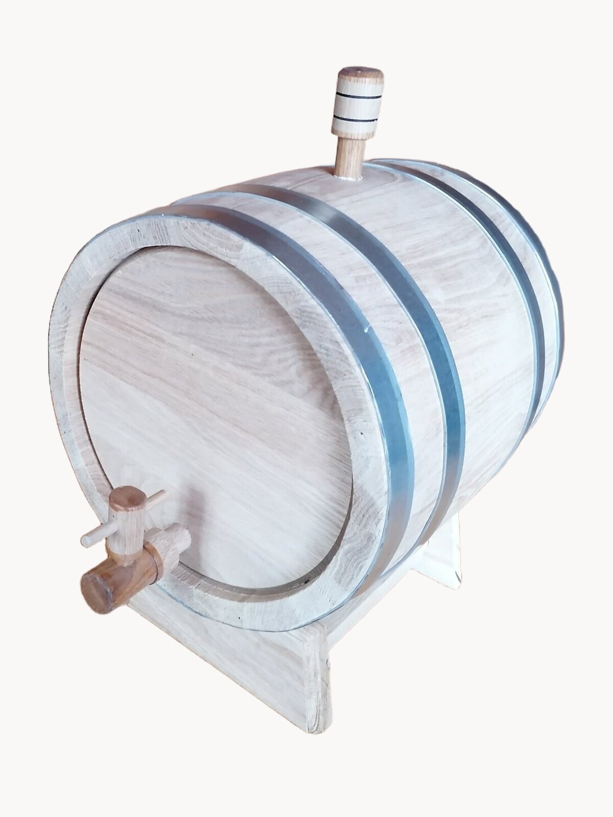 Бочка дубовая для самогона, 10 литров, с подставкой, краном и пробкой, средний обжиг