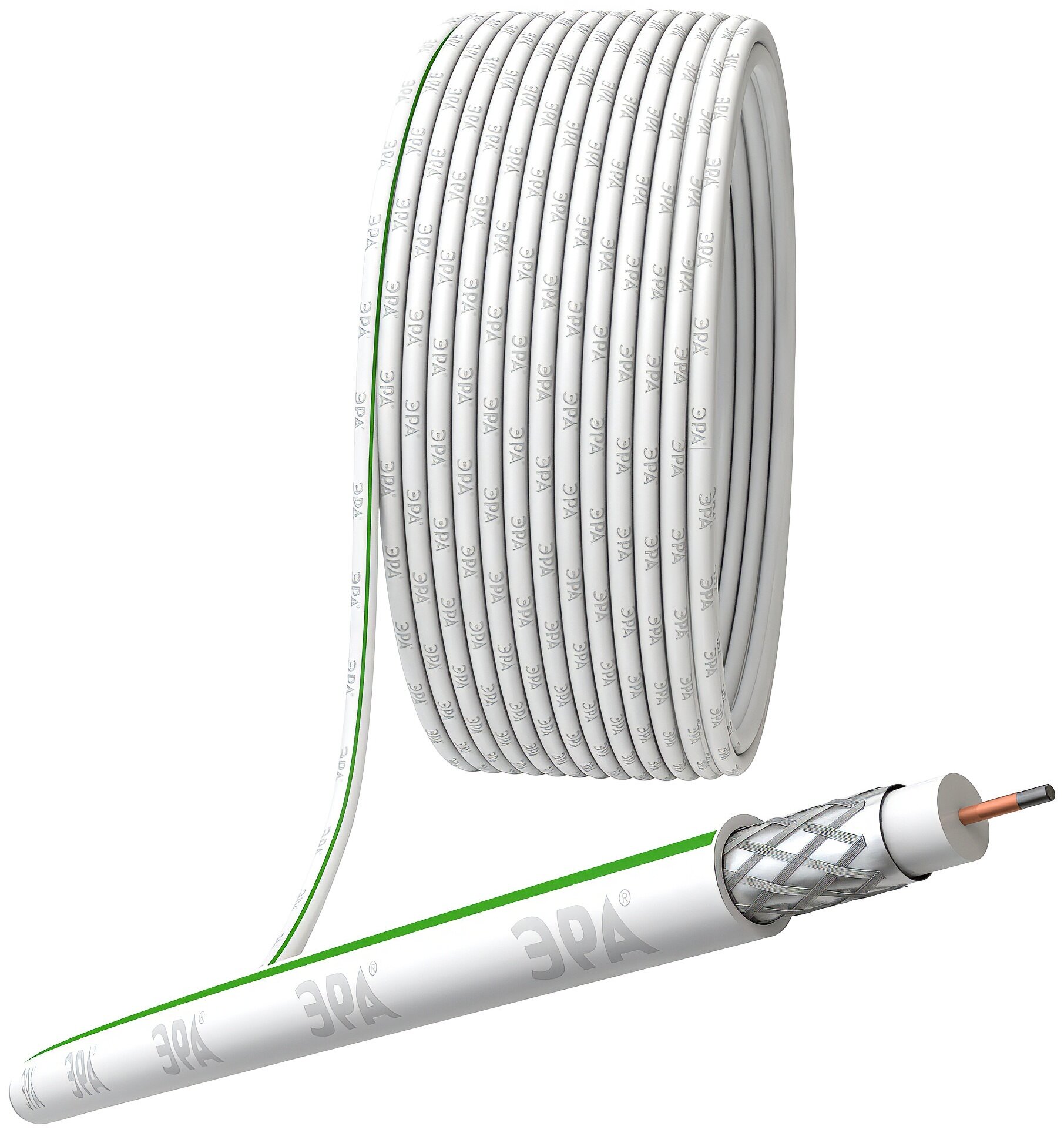 Кабель коаксиальный ERA SAT 703 B75 Ом CCSоплётка Al 75% PVC белый бухта 20 м SIMPLE