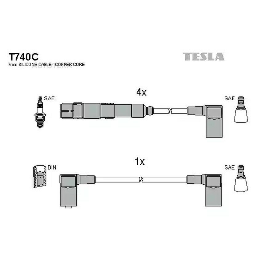 Провода высоковольтные комплект MB W123/124/201 M102 1980 - 1993 TESLA T740C