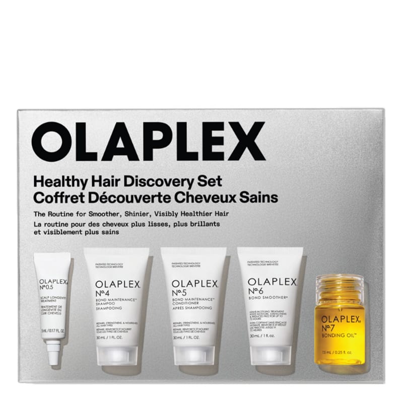 Косметический набор для волос Olaplex Healthy Hair Discovery Set Vol 1 набор сыворотка для кожи головы 5 мл + шампунь 30 мл + кондиционер 30 мл + крем для укладки 30 мл + масло для волос 7,5 мл
