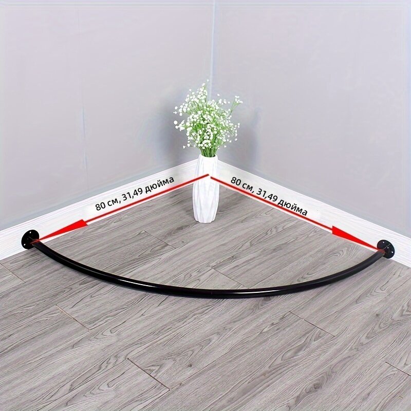 Угловая стойка для примерочной, черная, радиус 80
