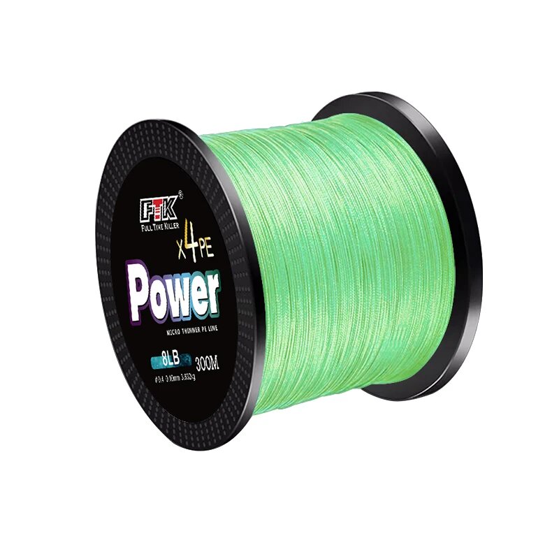 Плетенка рыболовная FTK 4xPE, 500м, 0.18mm, 17lb, Зеленый
