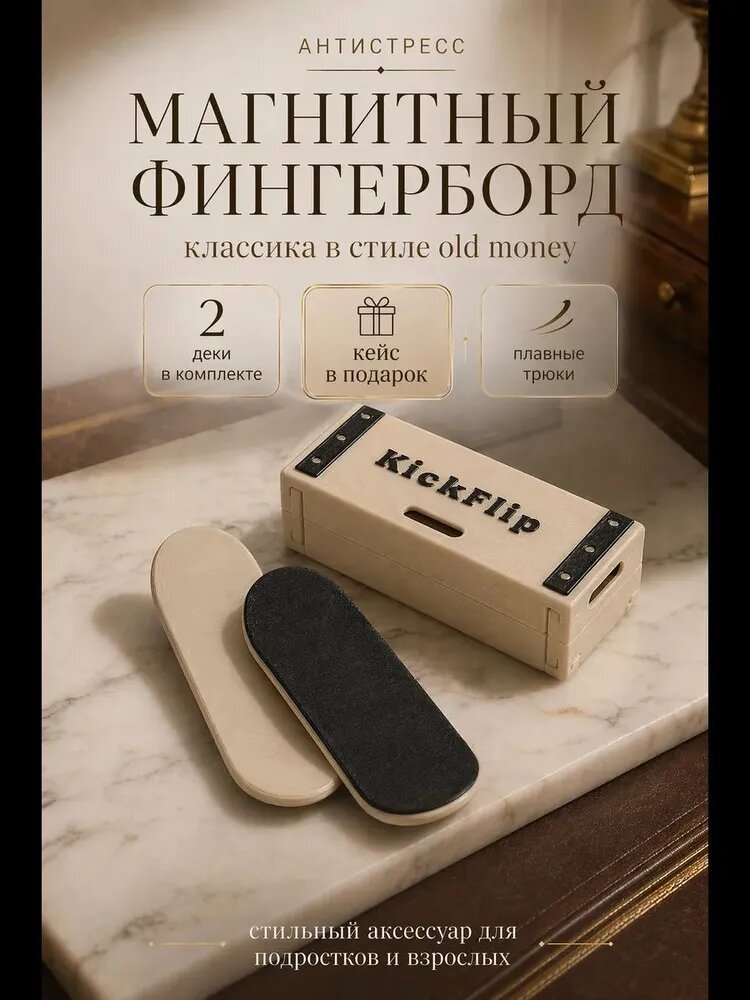 Антистресс магнитный фингерборд КикФлип фиджет скейт, бежевый, IKEA