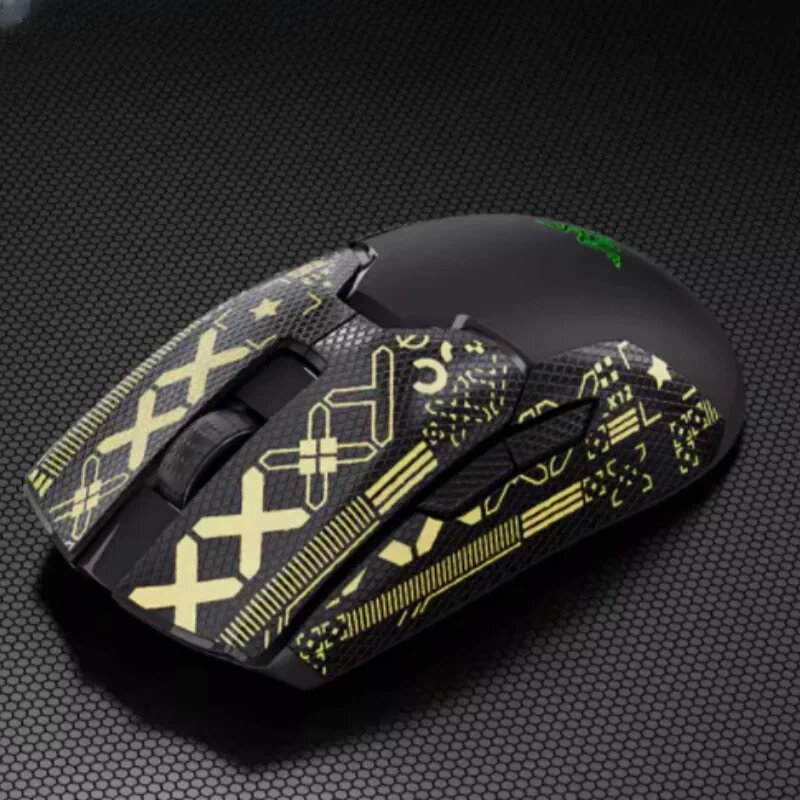 Razer DeathAdder V3 Pro Полное прикрытие Анти-скольжение Наклейки черный золотой принт Проводной мыши