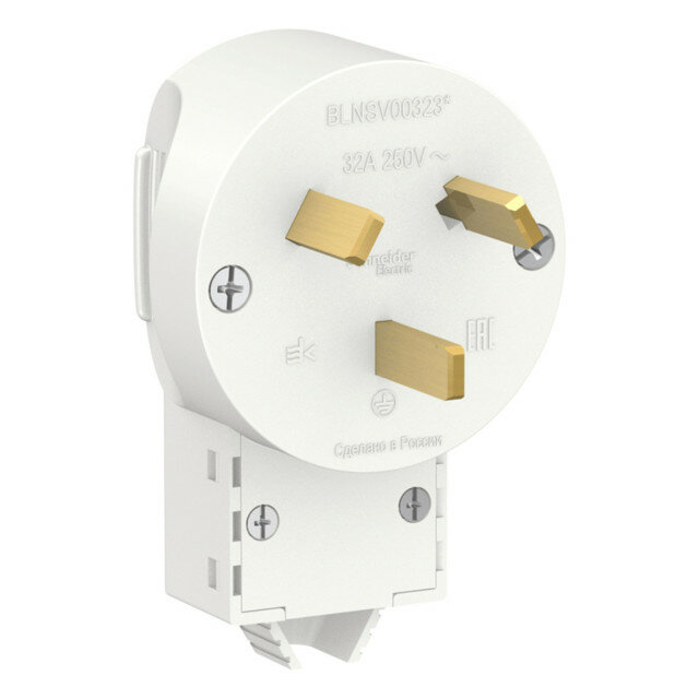 BLANCA Вилка для электроплит однофазная 2P+N 32A 250В белого цвета совместима с плитами