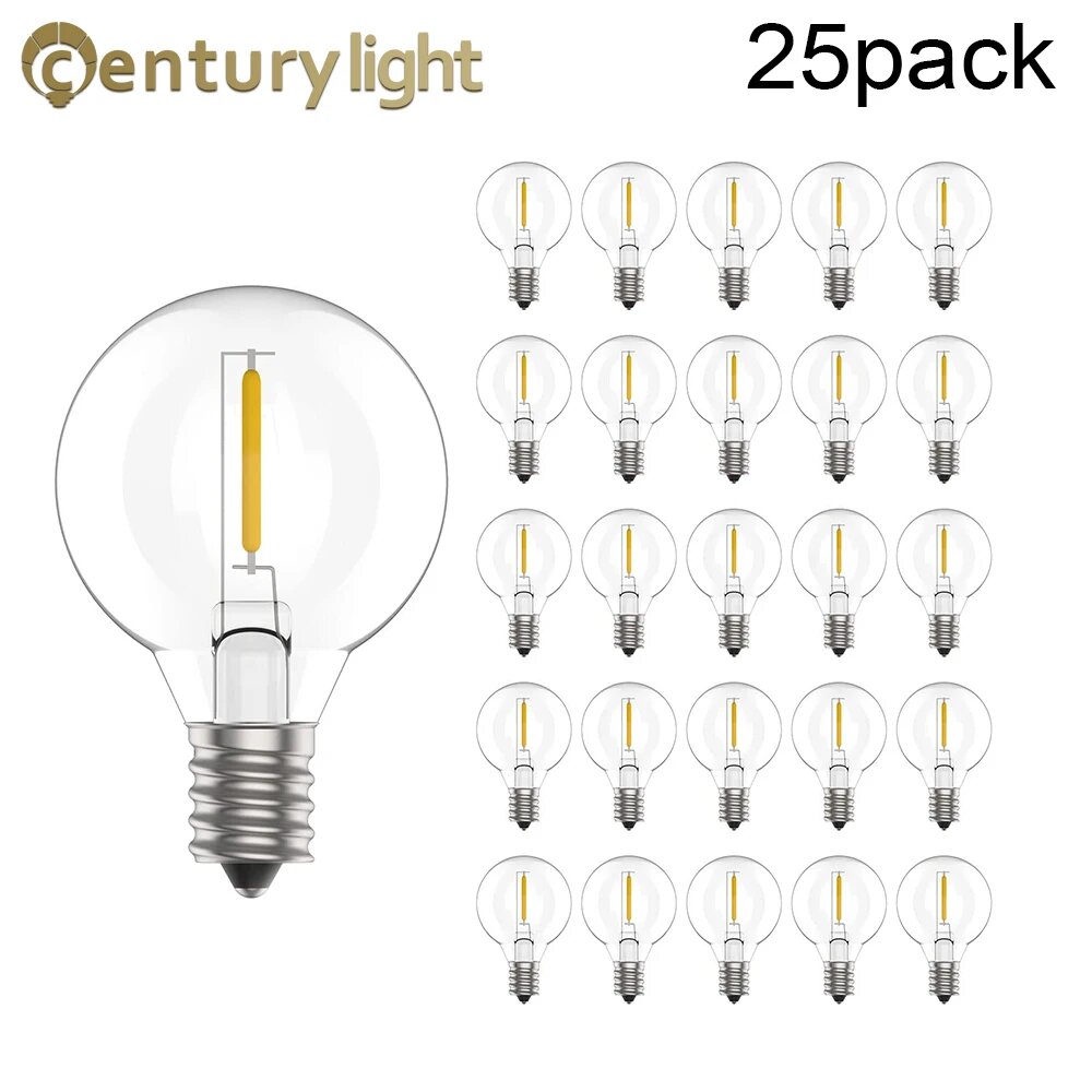 Винтажная светодиодная лампочка G40 1Вт 25pcs bulb, E12 220V