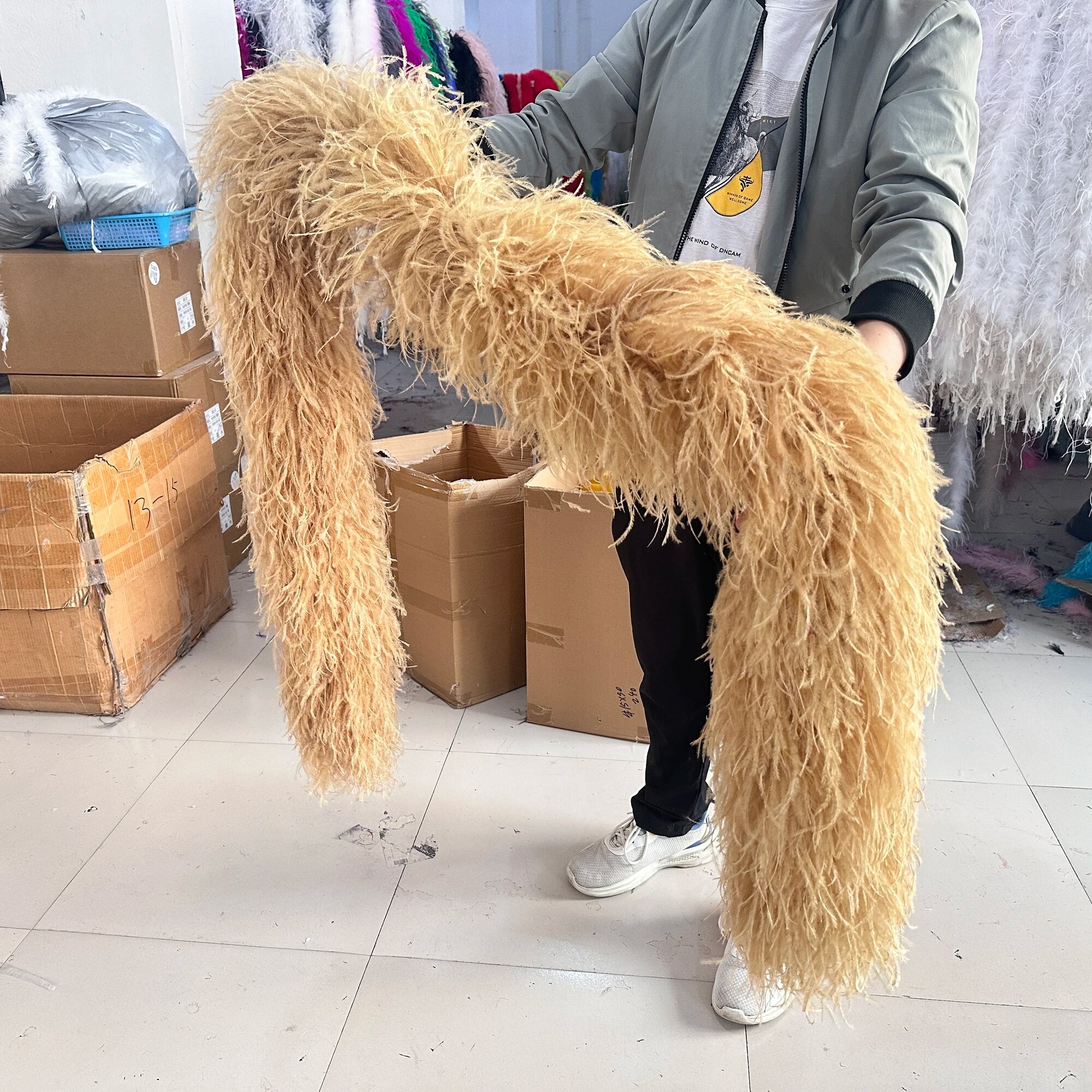Boa из страусиного пера, camel, 2 м, 1PLY