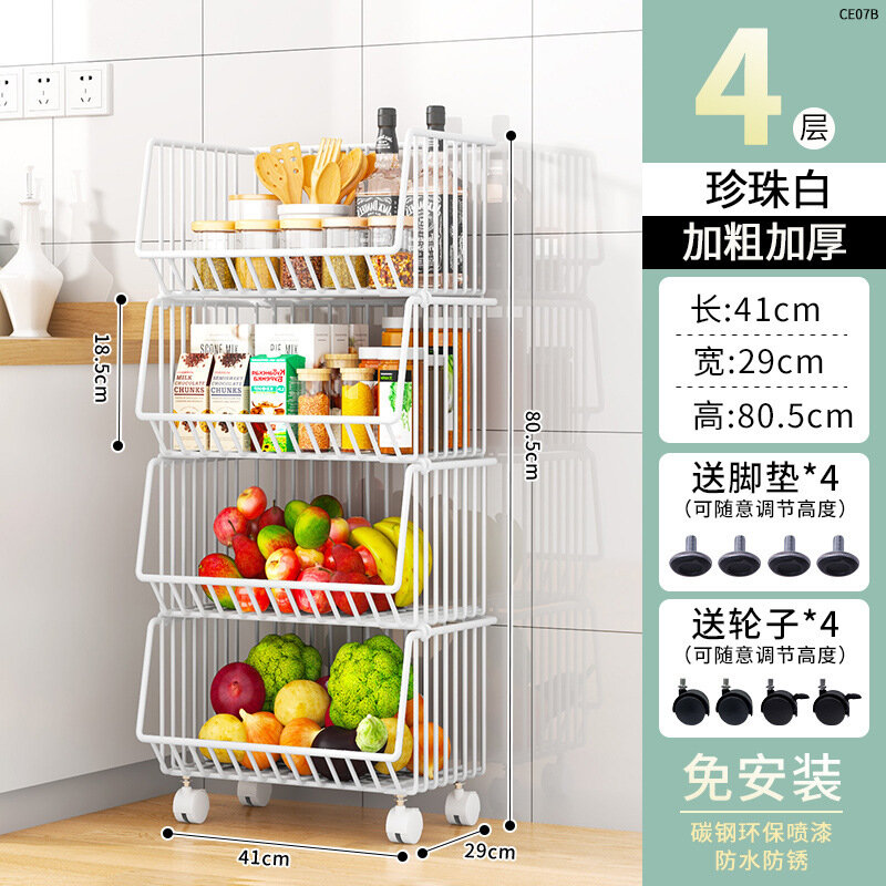 Стеллаж Wooden Flag, для овощей и фруктов, металл, 4 уровня, съемные тележки