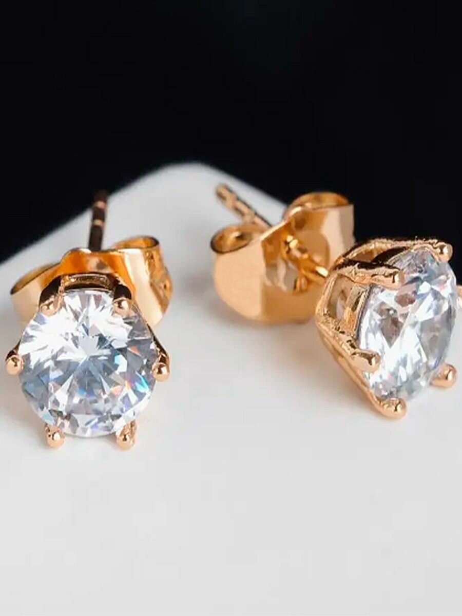 Серьги пусеты, фианит, искусственный камень