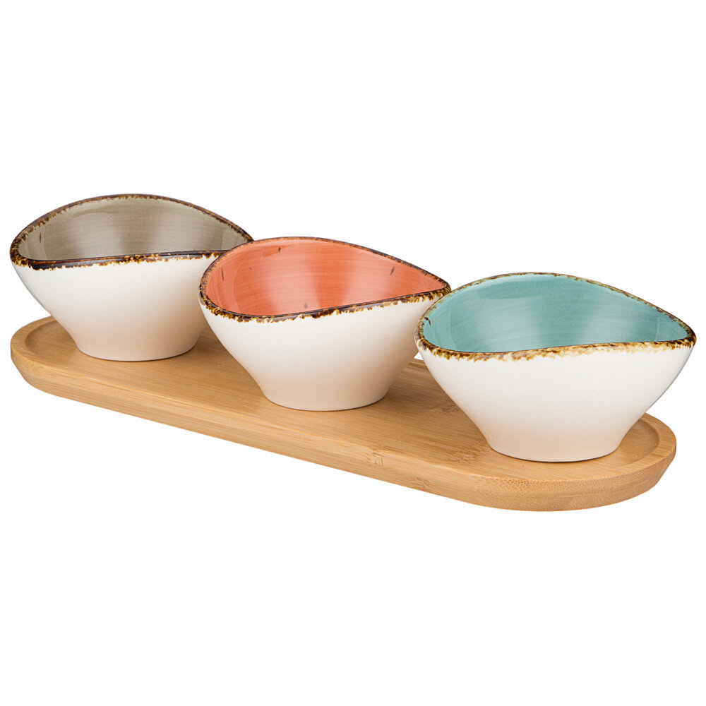 Набор салатников на дерев. подставке nature 4 предмета KSG-263-1267