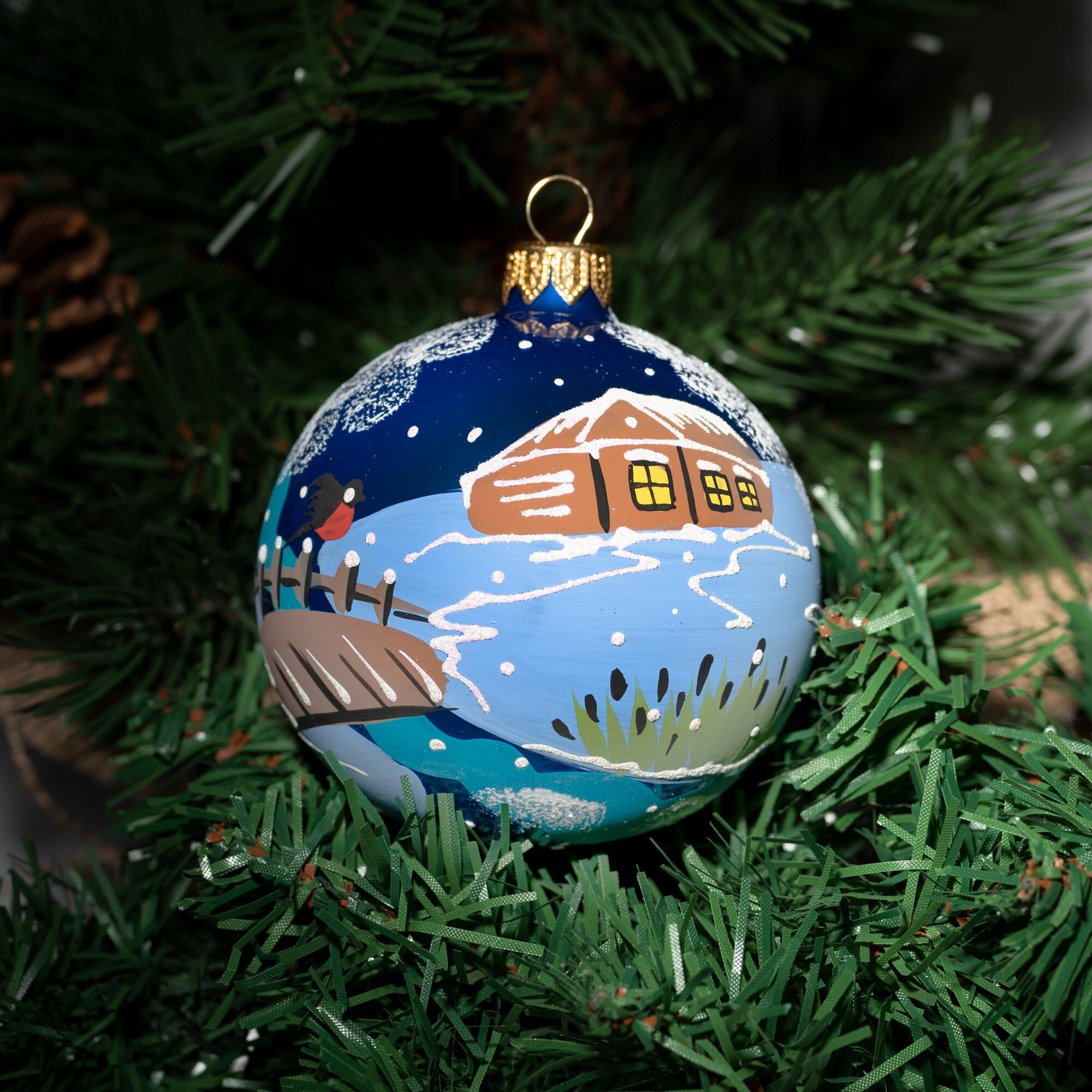 Шар на елку "Мостик через речку" 80мм