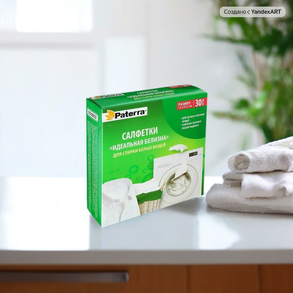 Салфетки, Paterra, идеальная белизна для стирки белых вещей и всех типов тканей, 30 шт