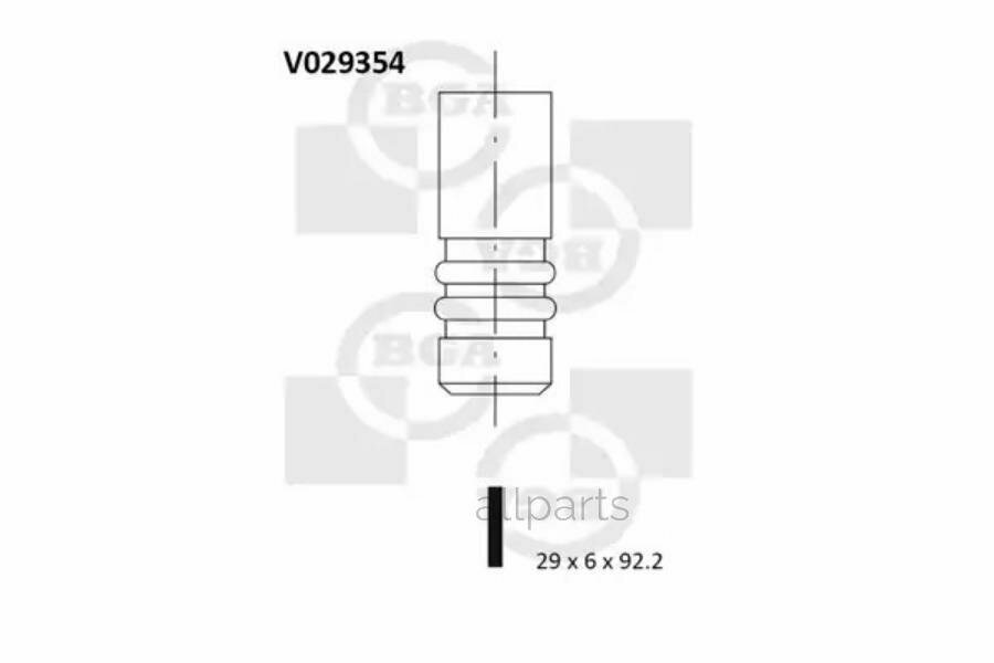 BGA V029354 клапан выпускной! 29x6x92.2\ Opel Astra/Vectra/Omega/Frontera 1.8-2.5 92>