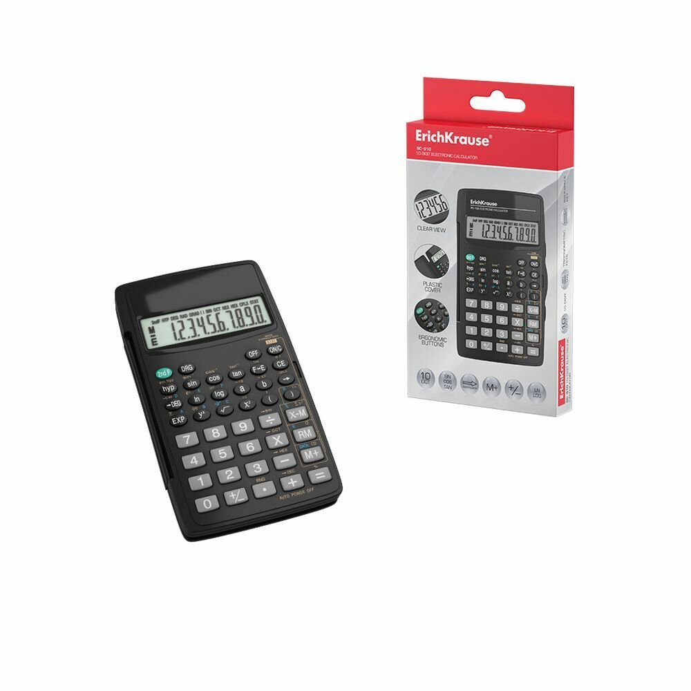 Калькулятор научный 10-разрядов ErichKrause SC-910 Classic, черный
