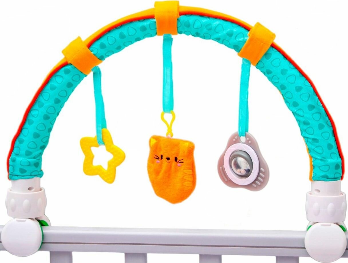Детская игровая дуга "Котик" в коляску/кроватку, прорезыватель/погремушка, развивающая игра для малышей, р-р 16-45