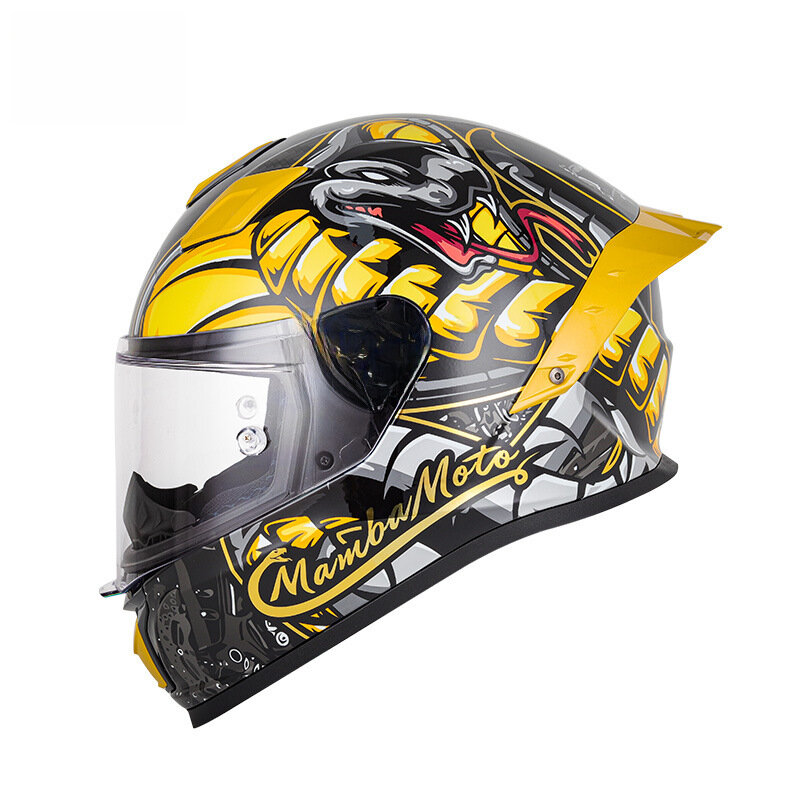 Шлем SOMAN F1, мотоциклетный, гоночный, черный, золотой