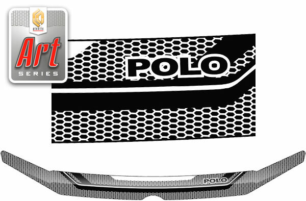 Дефлектор капота Volkswagen Polo хэтчбэк 5 дверный 2010 2015 Серия "Art" белая САпластик