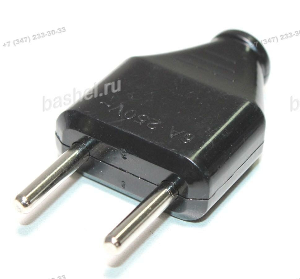 Вилка сетевая прямая без з/к 10А плоская черная REXANT