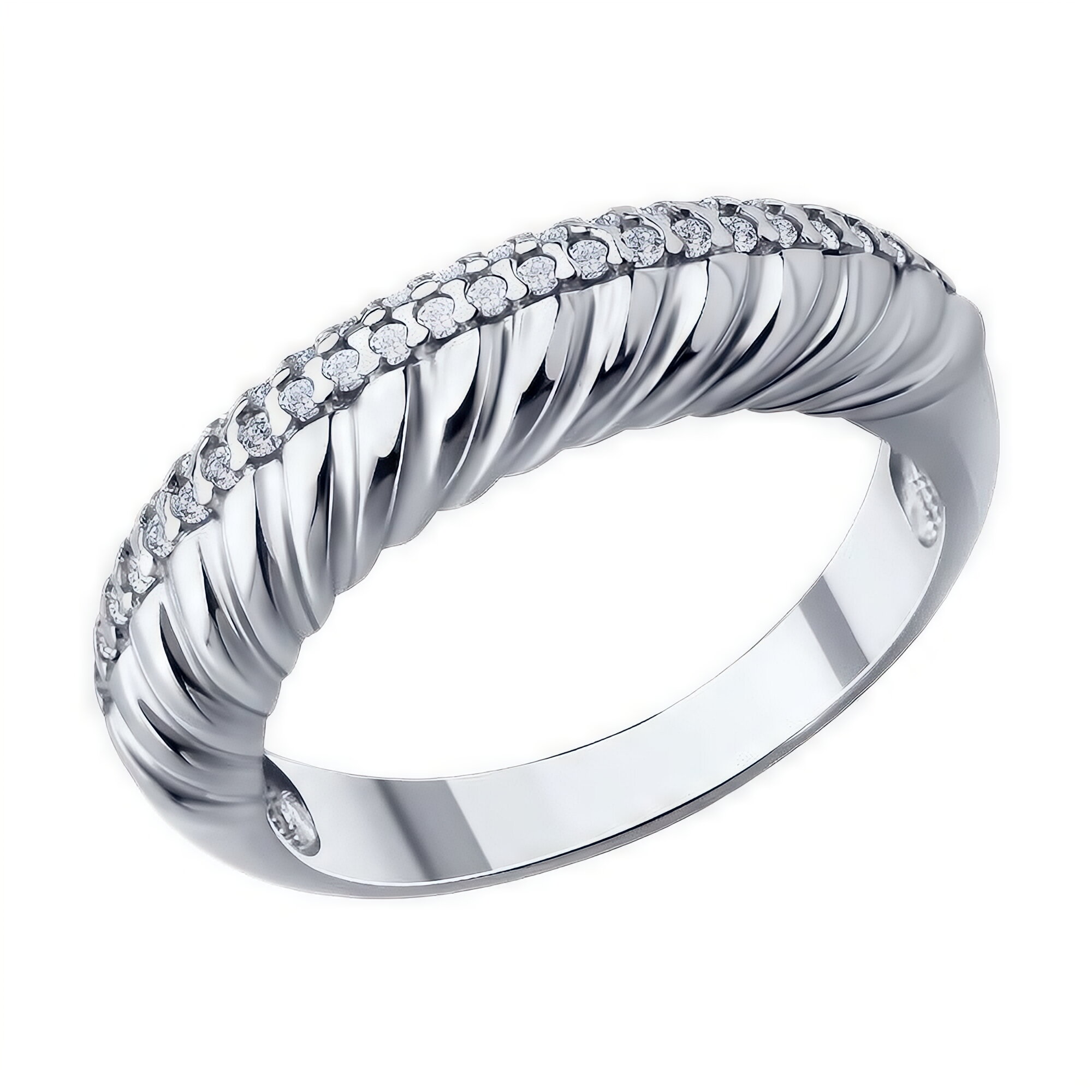 Кольцо дорожка, серебро, 925 проба, родирование, фианит