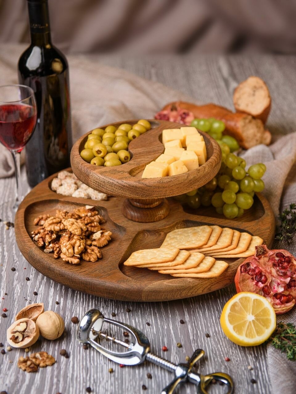 Менажница 2 яруса, орех