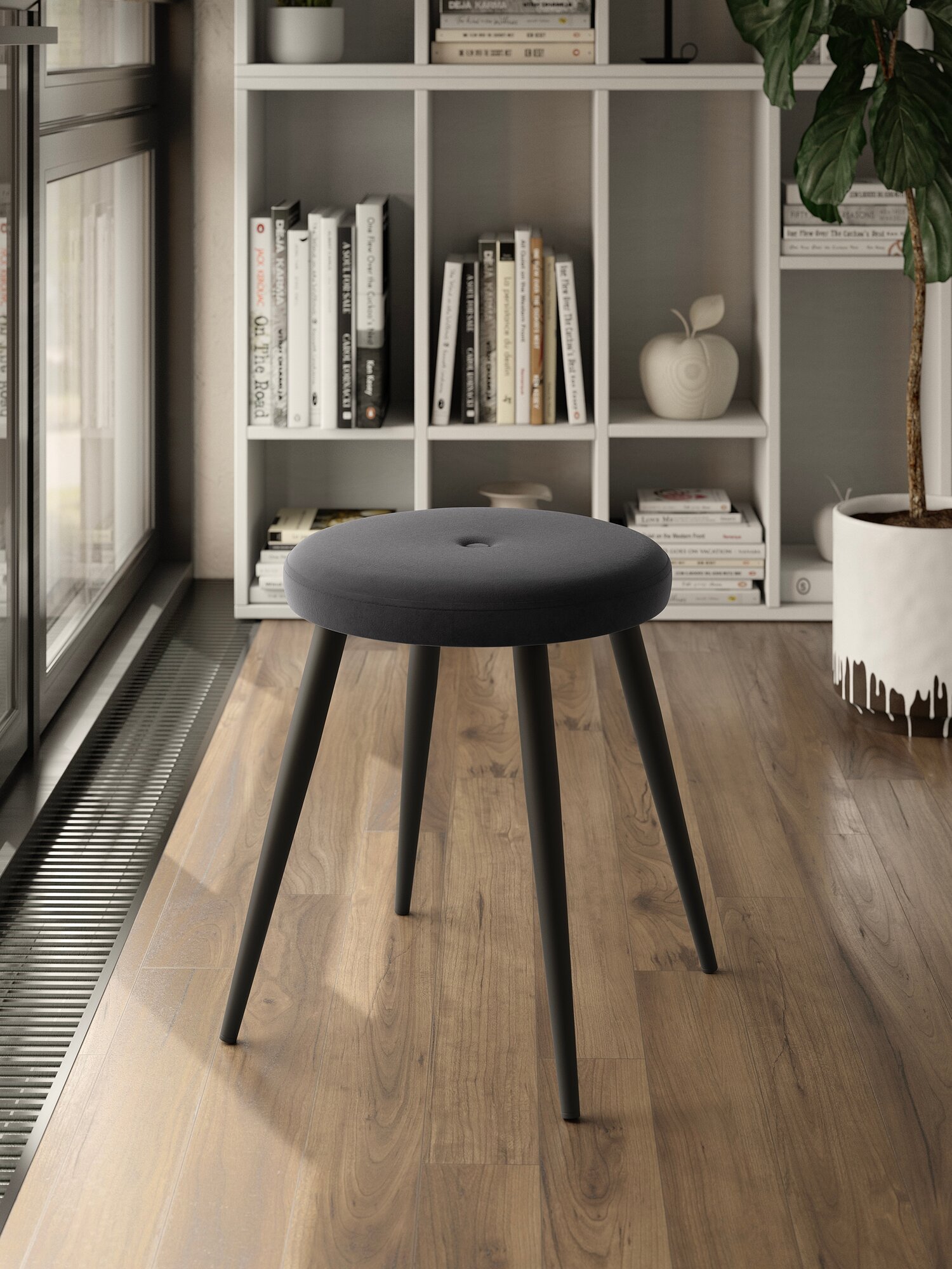 Табурет для кухни мягкий велюр графит лофт для дома , современный дизайн для квартиры и дома