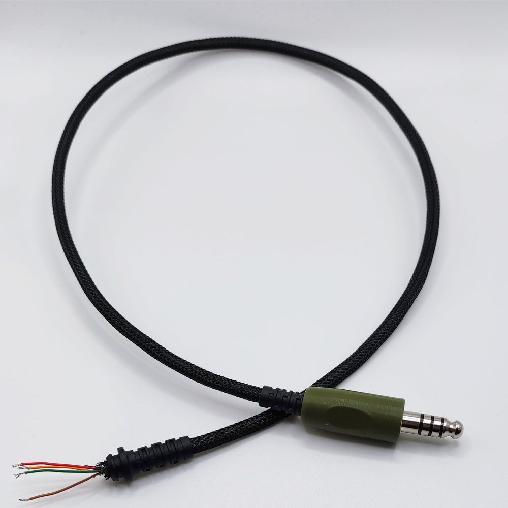 Кабель тангенты для рации Baofeng/Kenwood в оплетке с коннектором Military Plug, радиосвязь FIDEM, (зеленый)