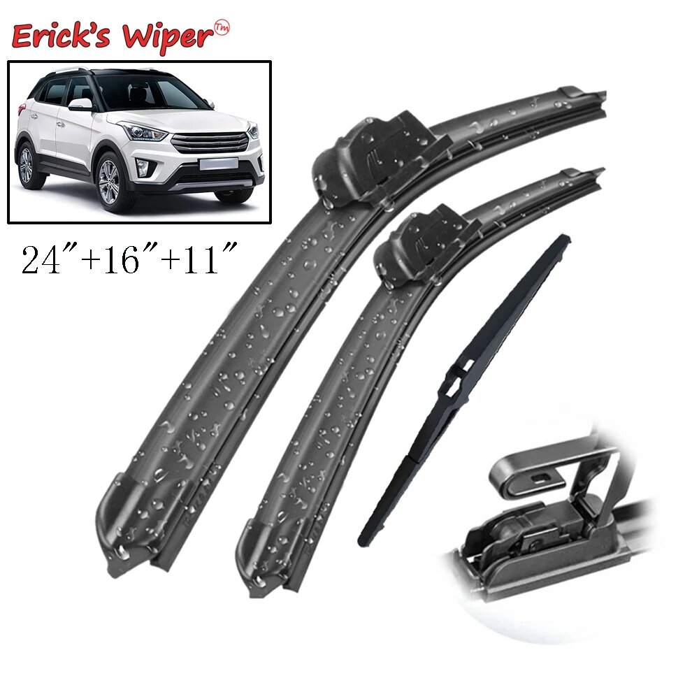 Набор щёток стеклоочистителя Erick's для Hyundai Creta IX25 MK1 2014-2019, 24 + 16 + 11 дюймов
