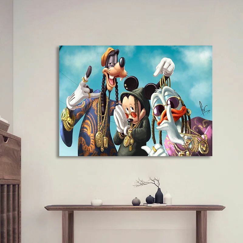 Картина "Дональд Дак и Скрудж", 50x70 см, поп-арт, холст, дерево