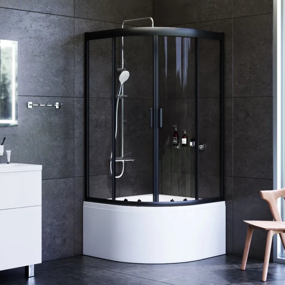 Душевой уголок Am.Pm Gem W90G-401A090BT 89,5x89,5 см, профиль черный матовый, стекло прозрачное