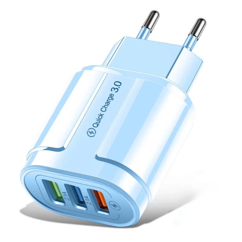 Зарядное устройство Maerknon 3USB Quick Charge 3.0 Blue EU