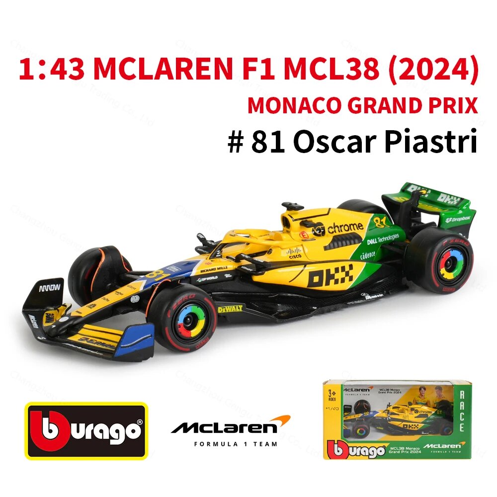 Bburago 1:43 McLaren MCL38 2024 Monaco #81 Piastri