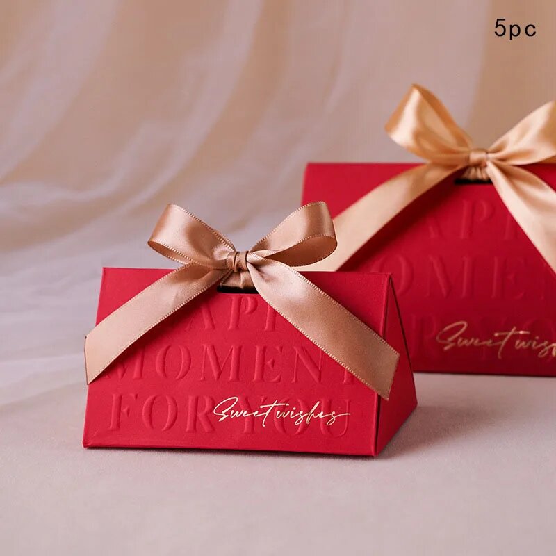 Коробки для подарков Red, 5 шт, 12.7x7x7cm, с золотым бантом