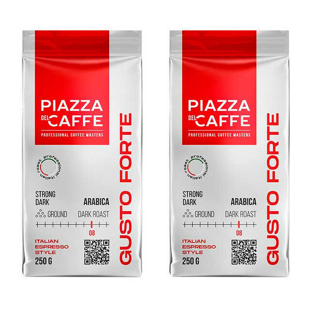 Piazza del Caffe Кофе натуральный молотый Gusto Forte, 250 г, 2 уп