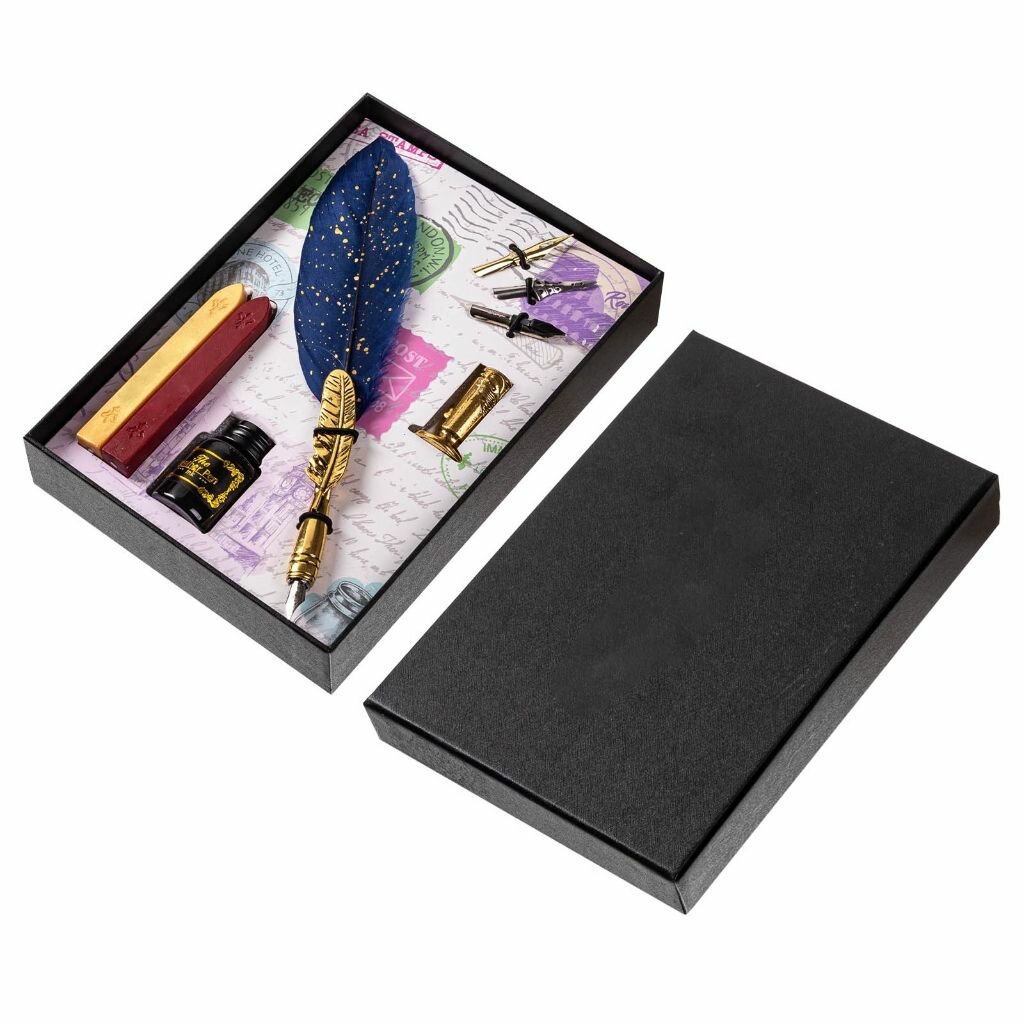 Антикварный набор пера и чернил с восковыми печатями для готической каллиграфии