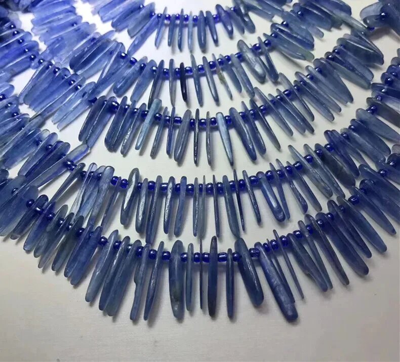 Бусины Чароит/Куницит/Амазонит/Кианит/Лунный камень 10-20 мм 38 см Синий, KYANITE