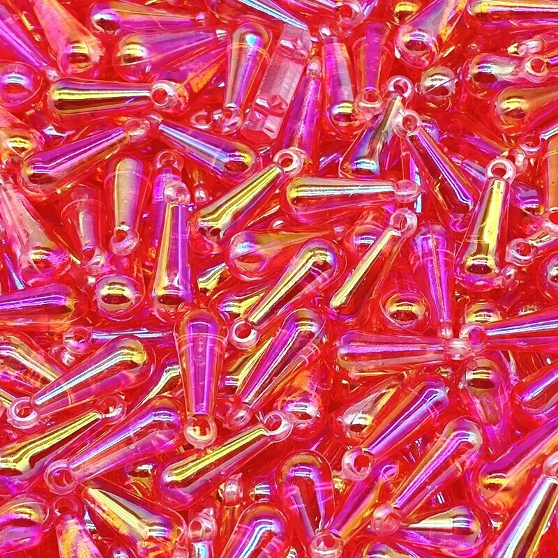 Бусины акриловые каплевидные розово-watermelon red 8x22 мм, 30 шт.