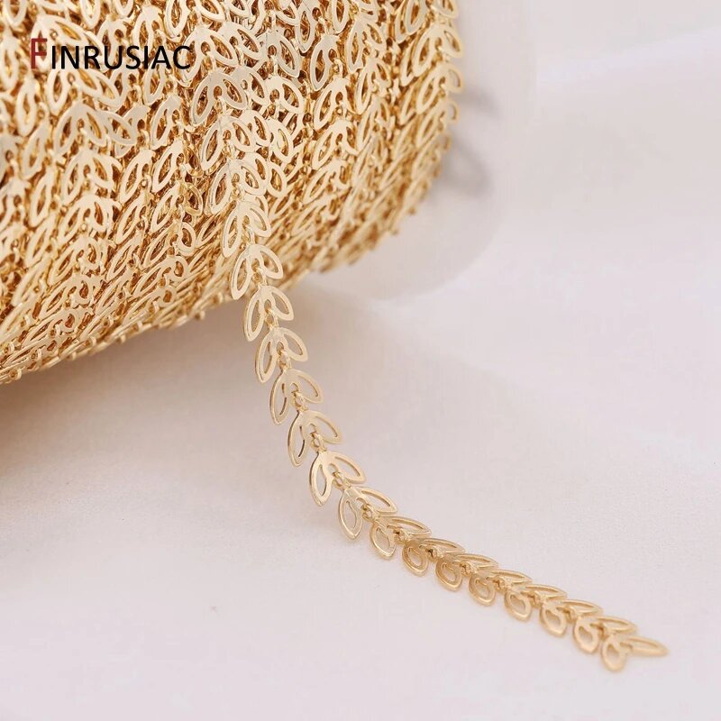 Цепочки из латуни с покрытием из золота 14 карат FINRUSIAC Length 1 meter, 14K real gold plated