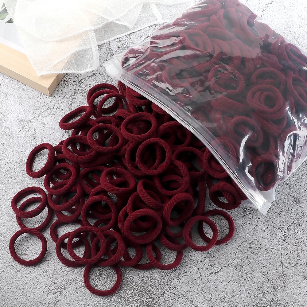 50/100 шт. 3 см детская повязка на голову, высокоэластичные однотонные Бордовый, 100PCS, Color 1