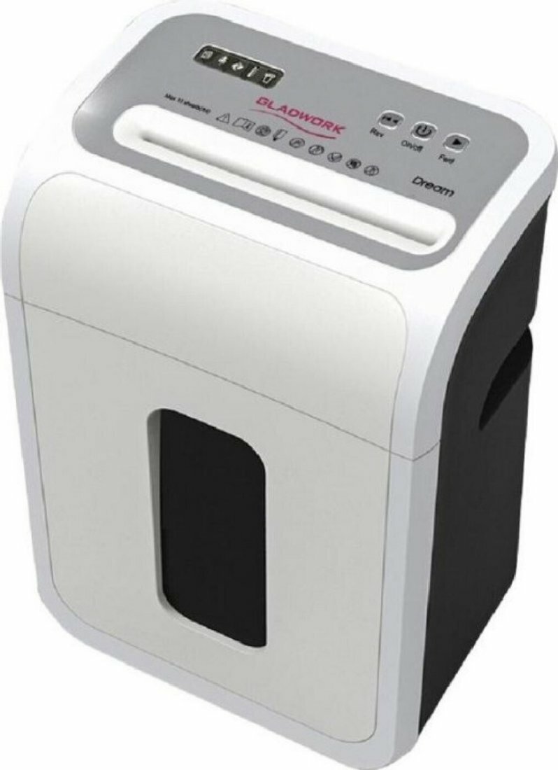 Уничтожитель бумаги (шредер) Gladwork Dream P-20CD серый (секр. P-4) фрагменты 20лист. 20лтр. скрепки скобы пл. карты CD