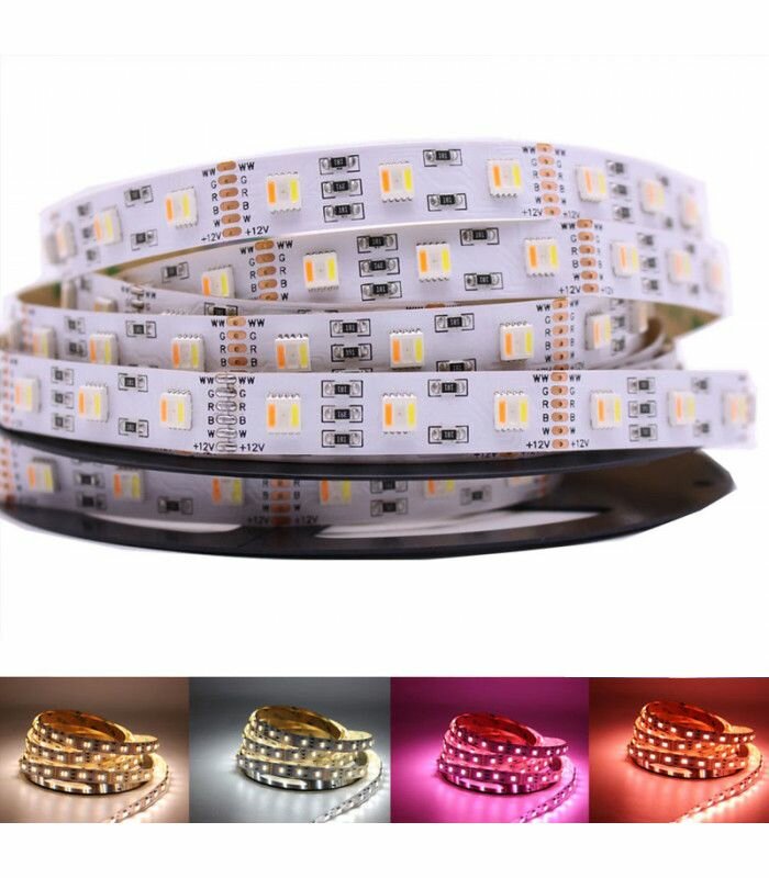 Светодиодная лента SMD 5050. 12В. Цвет свечения: RGB+CCT, 5 в 1. Катушка 5 метров. IP33