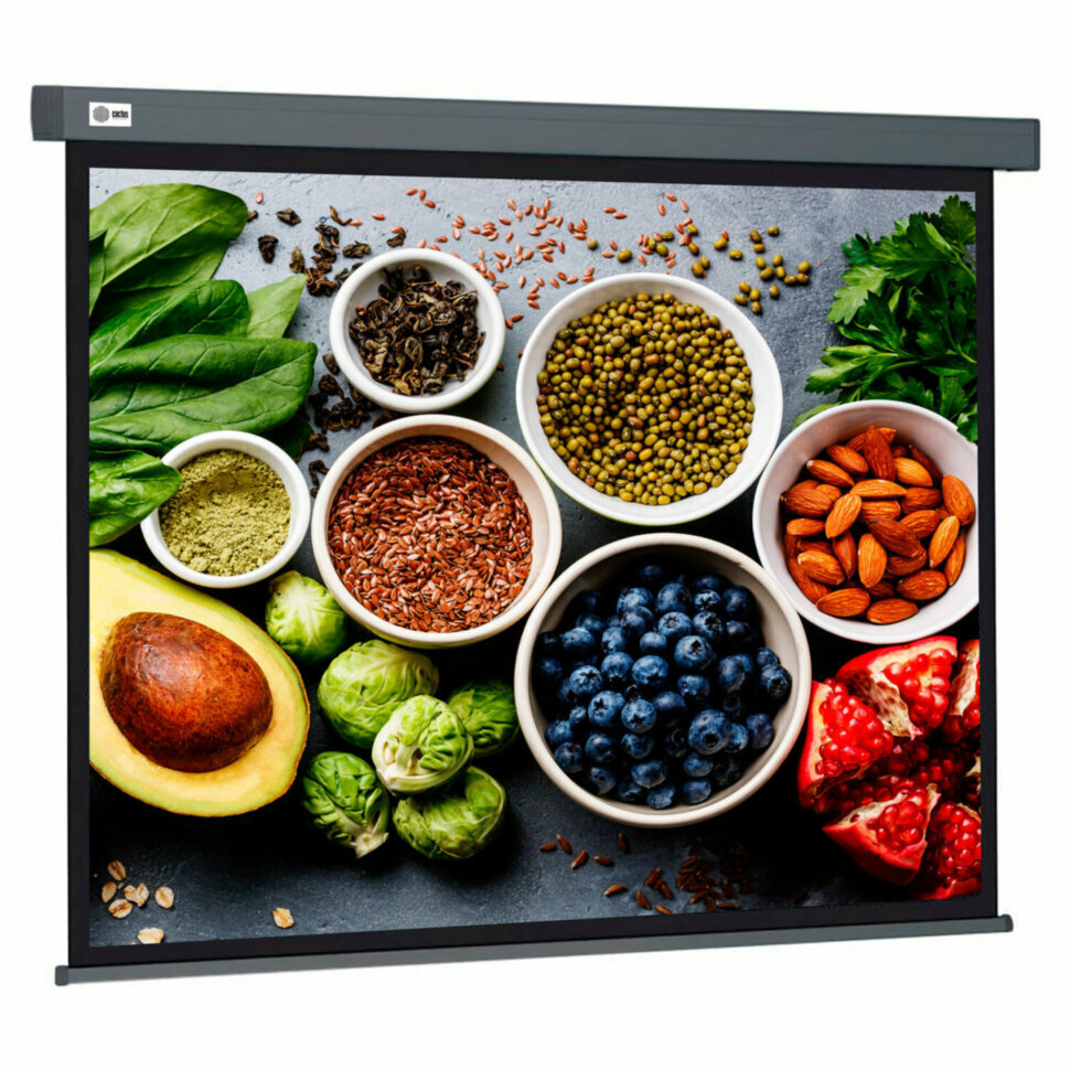 Экран Cactus Wallscreen CS-PSW-150X150-SG, 150x150 см, 1:1, настенно-потолочный, серый, PSW-150x150-SG, 238922